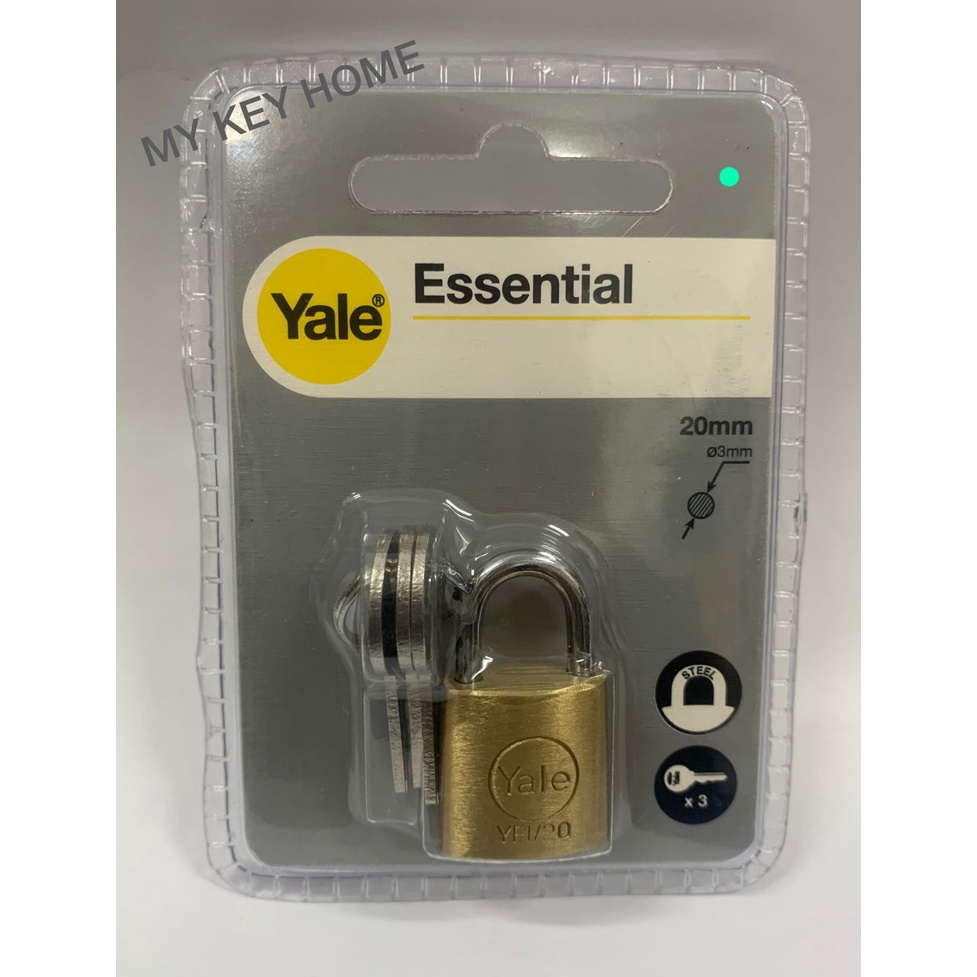 Yale Essential Series YE1 Hardened Steel Brass Padlock /50mm/60mm ...