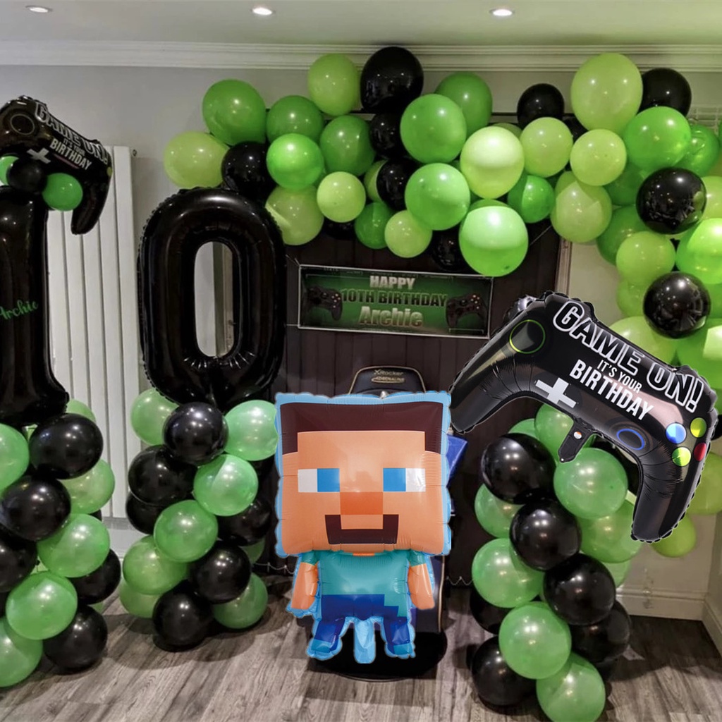 Minecraft Themed Balloon Garland Kit Party Decoration Pixel Game 32 ...
