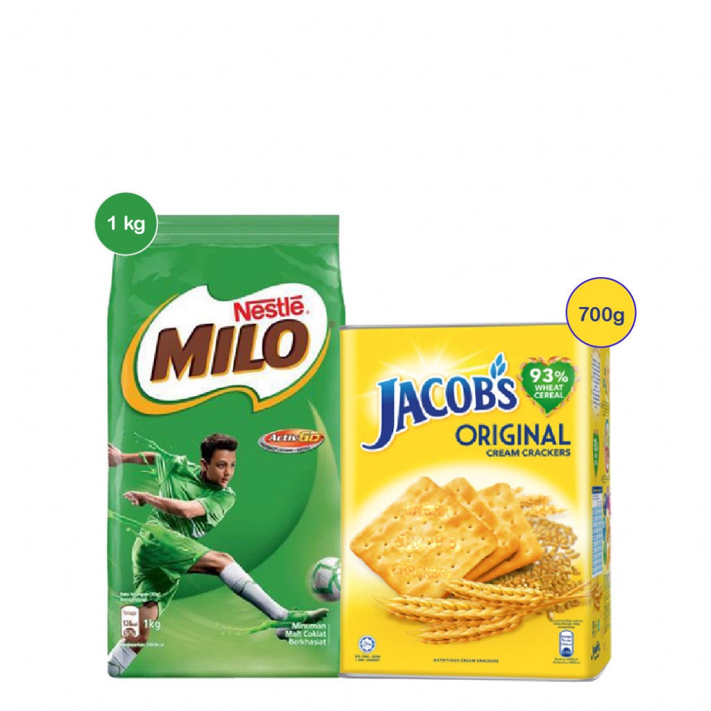 Nestle Milo Active Go 1 kg + Jacobs Biscuit Original Cream Cracker 700g ...