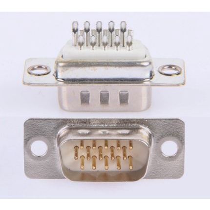 Gold Pin 15 Way Panel Mount D-sub Connector Socket DB15-Female DB15 ...