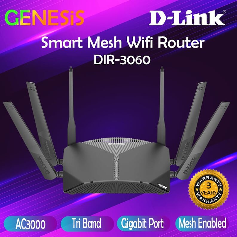 D-LINK DIR-3060 EXO AC3000 SMART MESH WI-FI TRI-BAND GIGABIT ROUTER | Shopee Malaysia