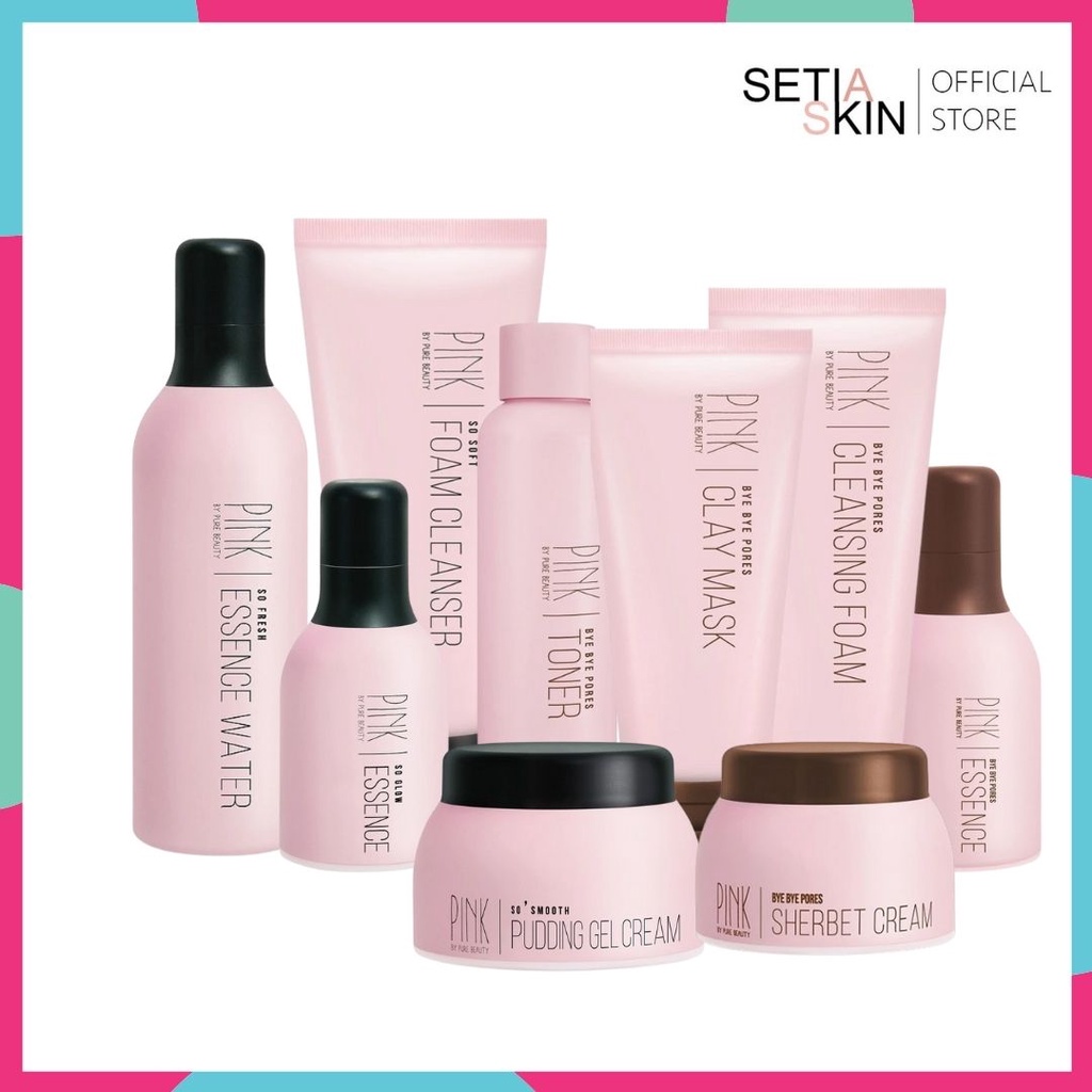 PINK BY PURE BEAUTY BYE BYE PORES Toner / Clay Mask / Cleansing Foam ...