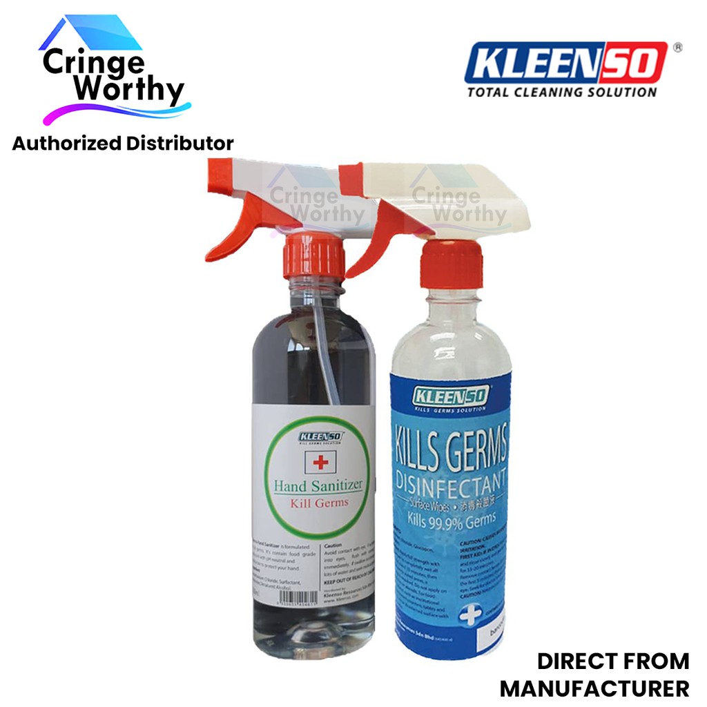 KLEENSO Hand Sanitizer 500ml 20% Alcohol Liquid-Based + KLEENSO Kill ...