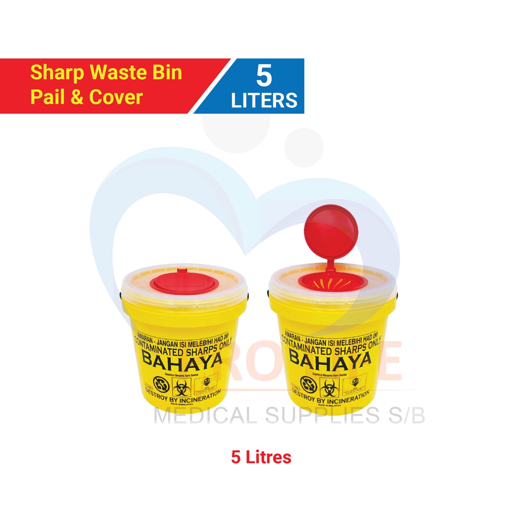 Sharp Waste Bin Pail & Cover Needle Box Insulin Syringe / Clinical Dusbin / Tong Sampah Jarum2 ...