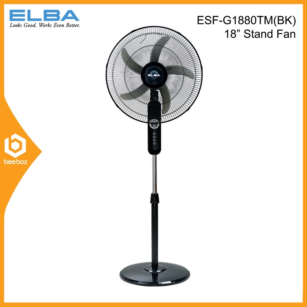 Elba Industrial Stand Fan ESF-G1880TM(BK) 18 Inch 5 Blades with 2 Hours ...