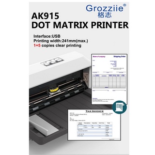 Grozziie TD630G Dot Matrix Printer USB 1+5 Copies Carbon Paper Needle ...