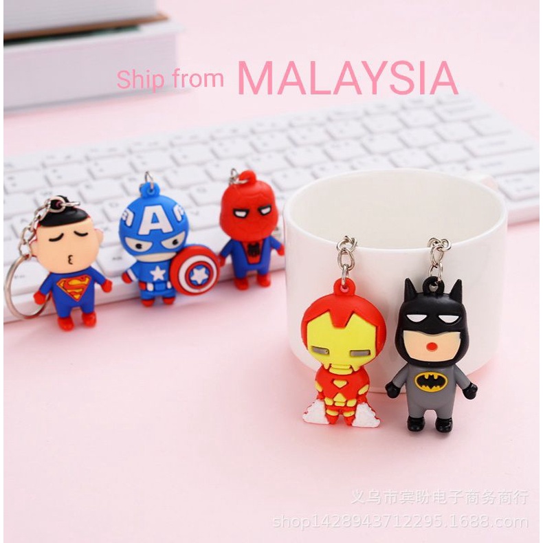 3D Marvel keychain superhero gift cartoon spiderman batman | Shopee ...