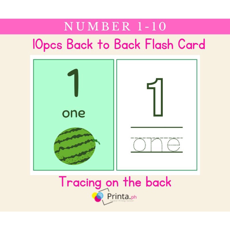 Laminated Flash Card Number 1-10 with Tracing on the back | Shopee Malaysia