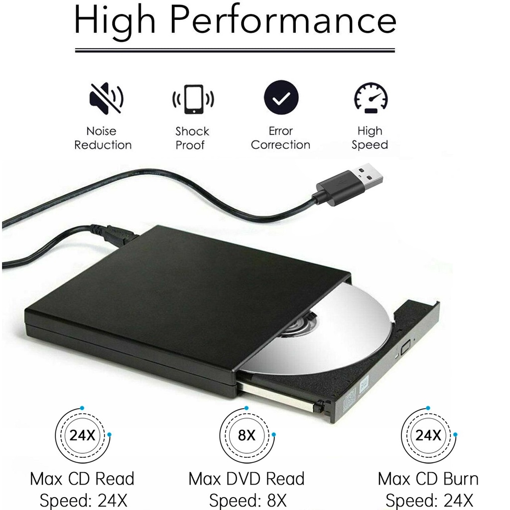 External CD DVD Drive, USB 2.0 Slim Protable External CD-RW Drive DVD ...