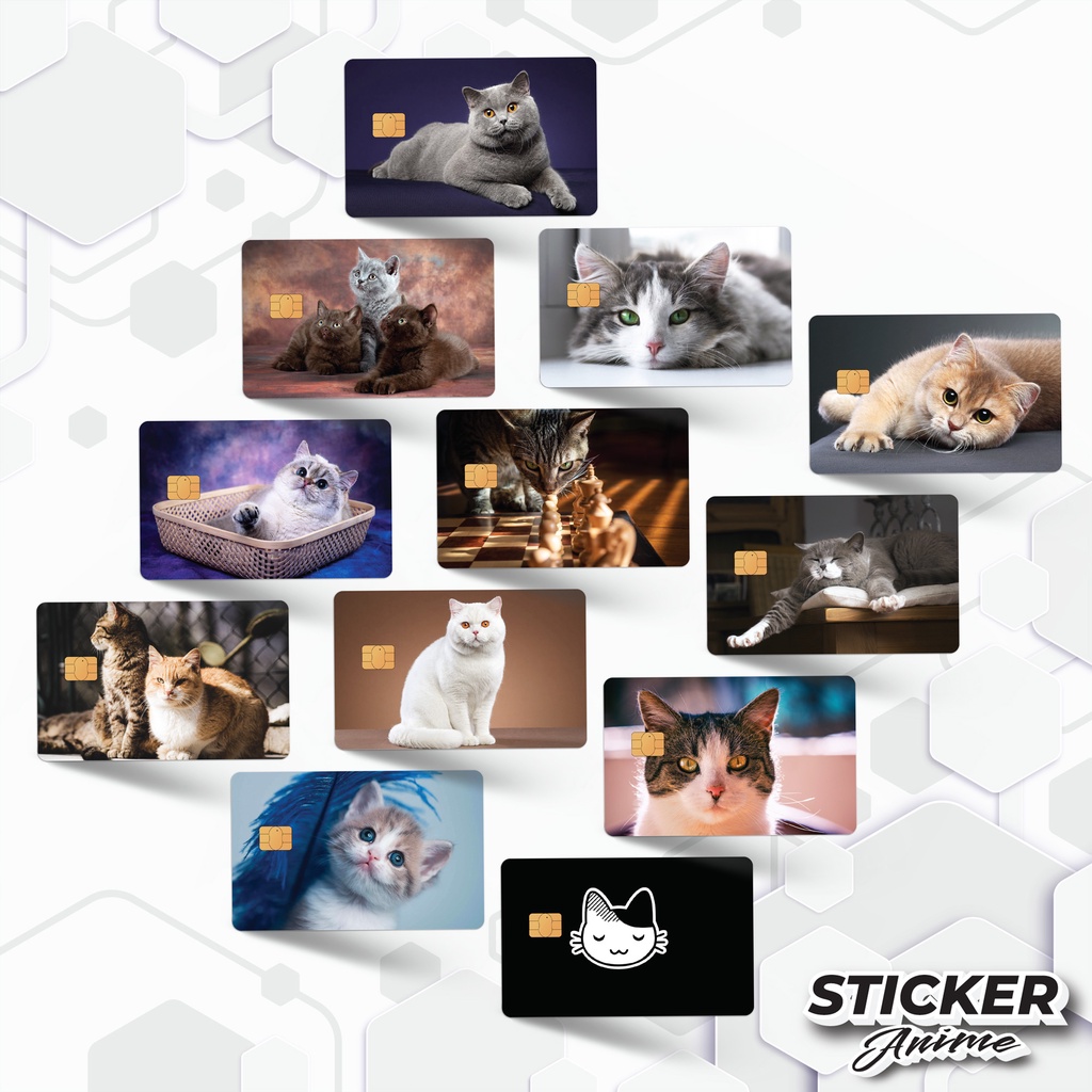 Sticker Anime Cat Kitten Stiker Card Cover ATM Bank Debit Credit Access ...