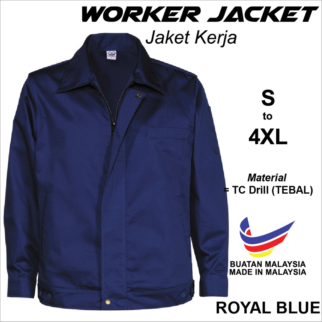 Worker Jacket Royal Blue Jaket Kerja Teknikal Biru | Shopee Malaysia