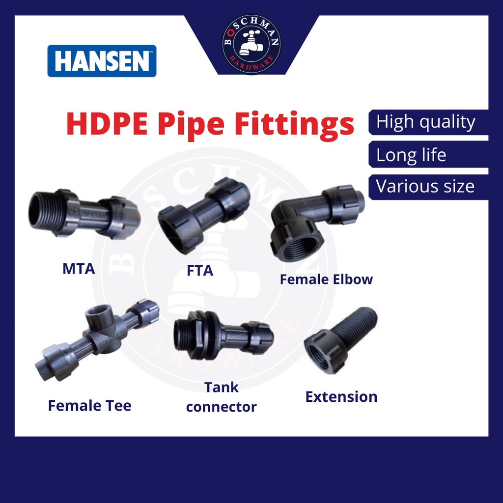 HANSEN Fittings Connector System Poly pipe fittings HDPE water pipes ...