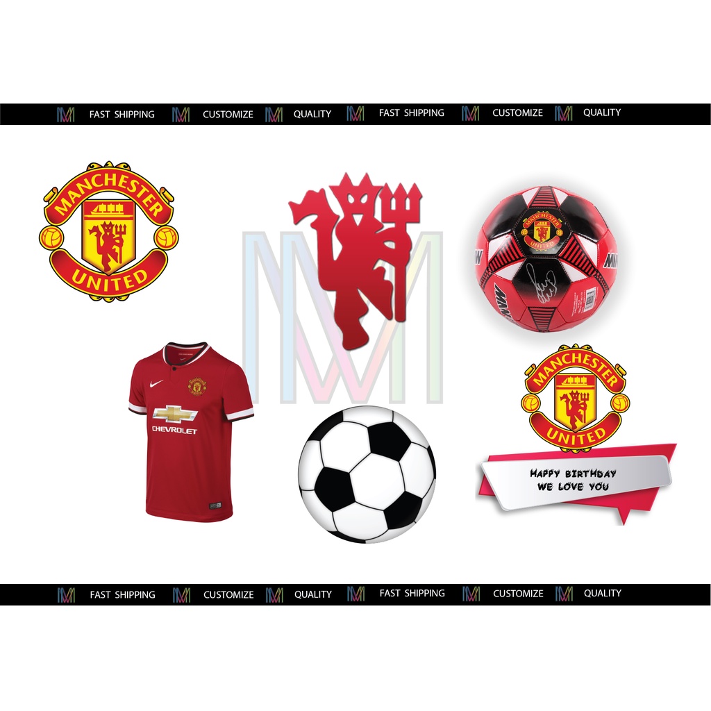 MANCHESTER UNITED CAKE TOPPER (LAMINATE)(FREE CUSTOM WORDINGS/PICTURE ...