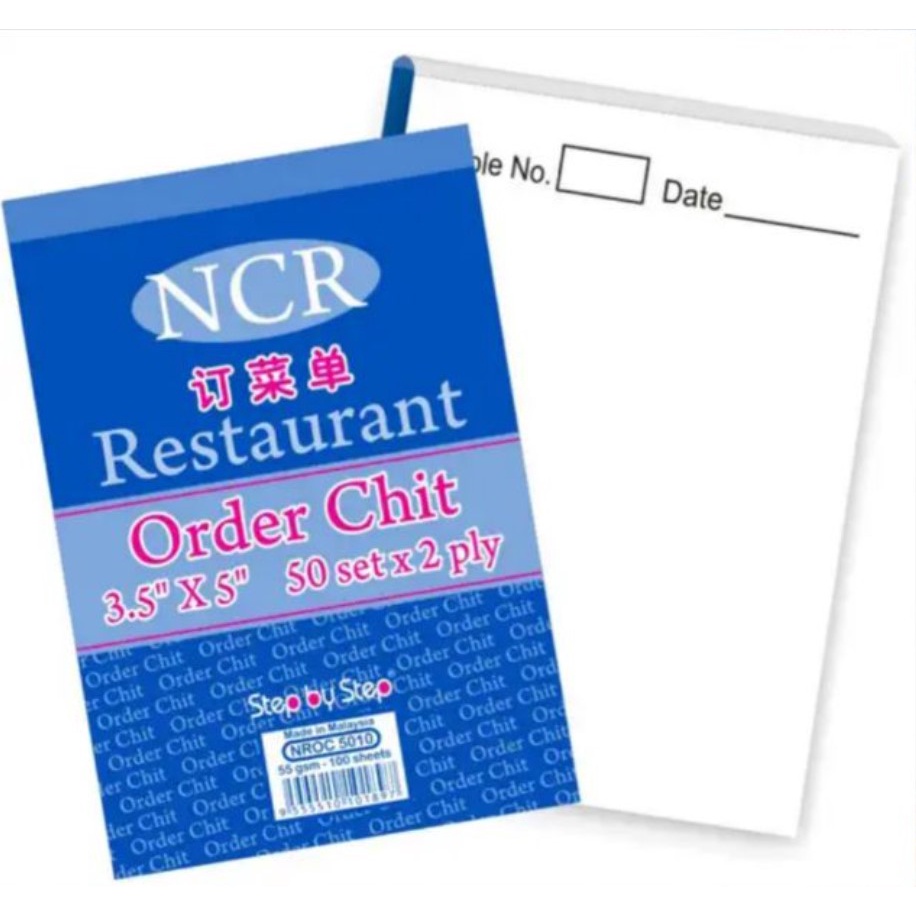 NCR Restaurant Order Chit Book 3.5"x5" 50 set x 2 Ply Buku Pesanan ...