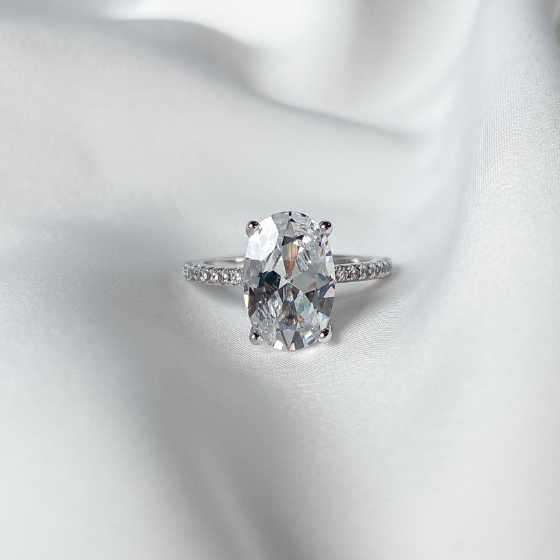 Elovia - OLIVIA oval cut pave setting diamond ring | Shopee Malaysia
