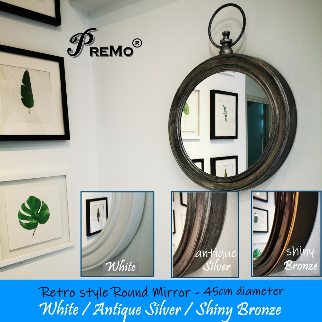 Nordic Scandinavian Style Round Decor Mirror with Retro Styl Hanger ...