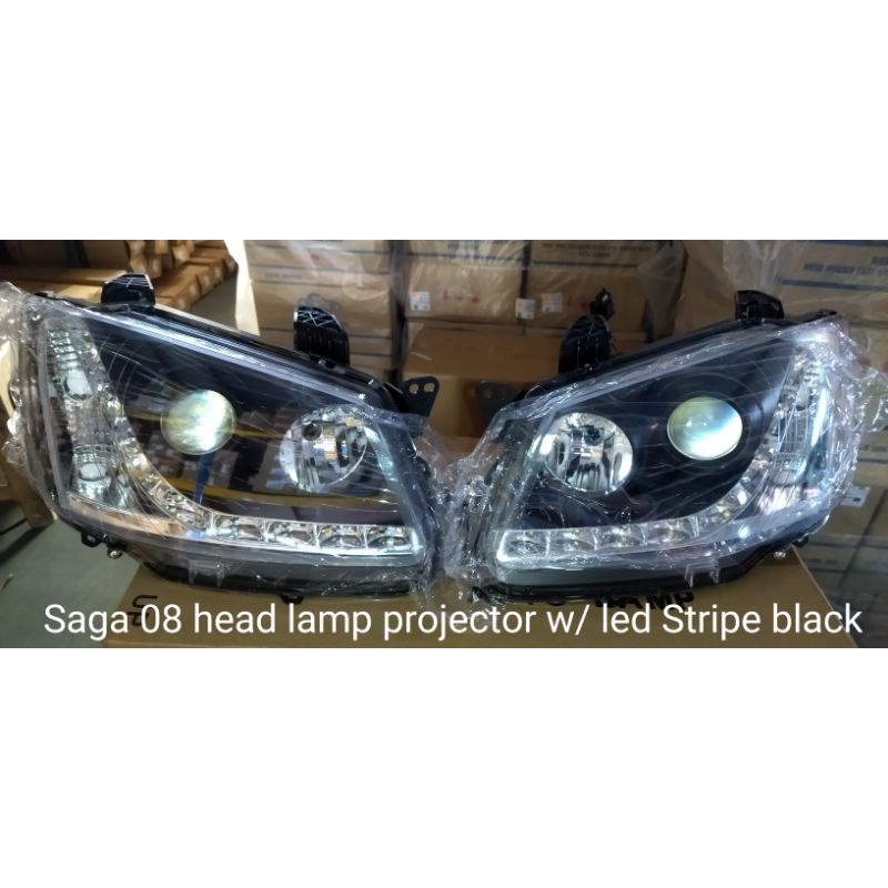 🥰Saga BLM 2008-2010 Projector Head Lamp with LED Stripe (1 set 2 pcs ...
