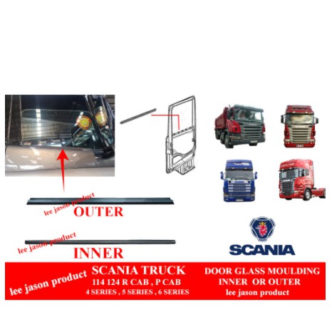 SCANIA 114 124 4S 5S 6S R CAB , P CAB DOOR GLASS MOULDING INNER OR ...