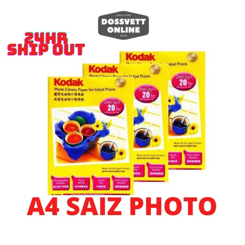 [ KODAK ] HIGH GLOSS PHOTO PAPER ( A4 / 4R / 3R ) / A4 KODAK KERTAS GAMBAR / 3R AND 4R KODAK ...