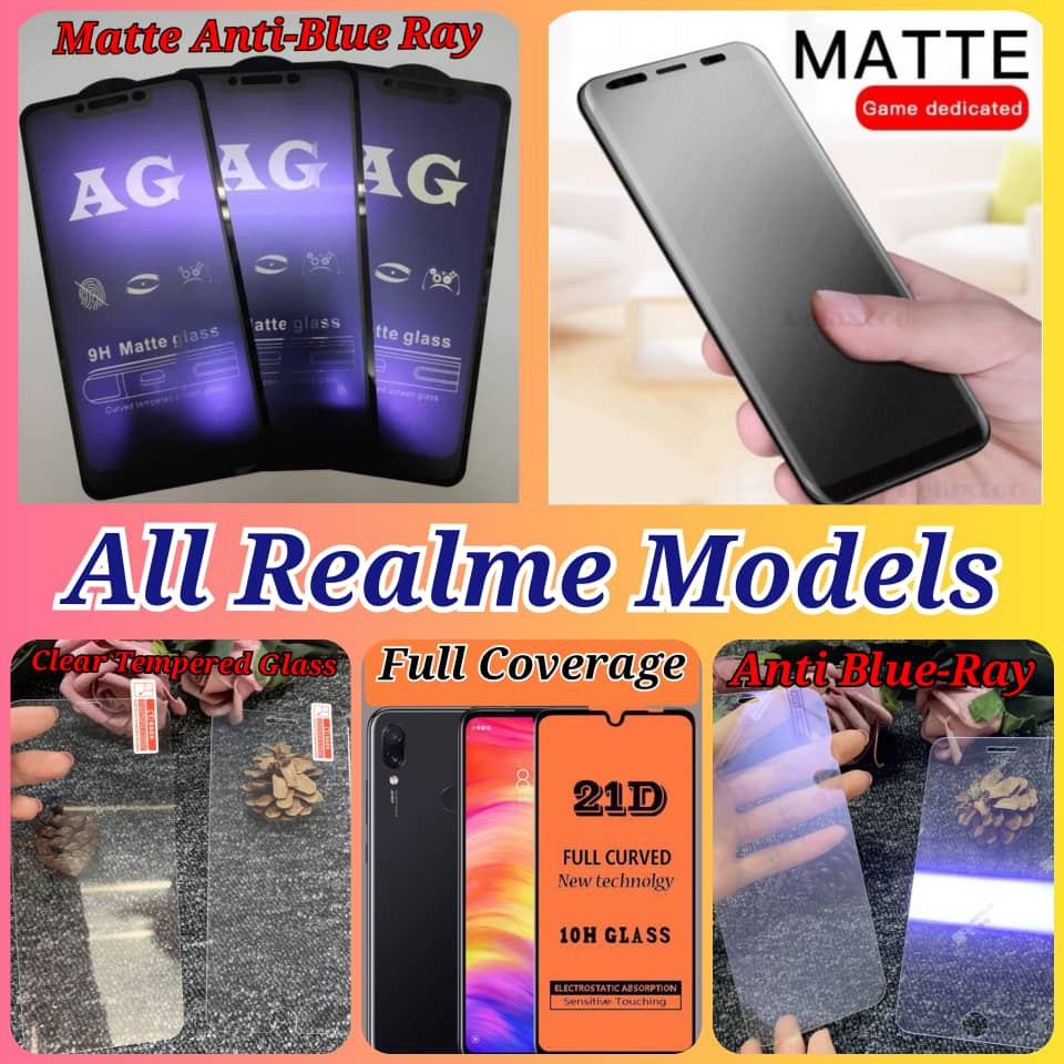 REALME C67 C55 C53 C51 C3 C12 C15 C2 5i 6i 7i Tempered Glass Clear/Matte/21D Full HD/Anti-Blue ...