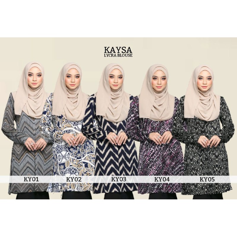 MUSLIMAH TOPS BLOUSE LYCRA KAYSA with assorted colors (Available in 5 ...