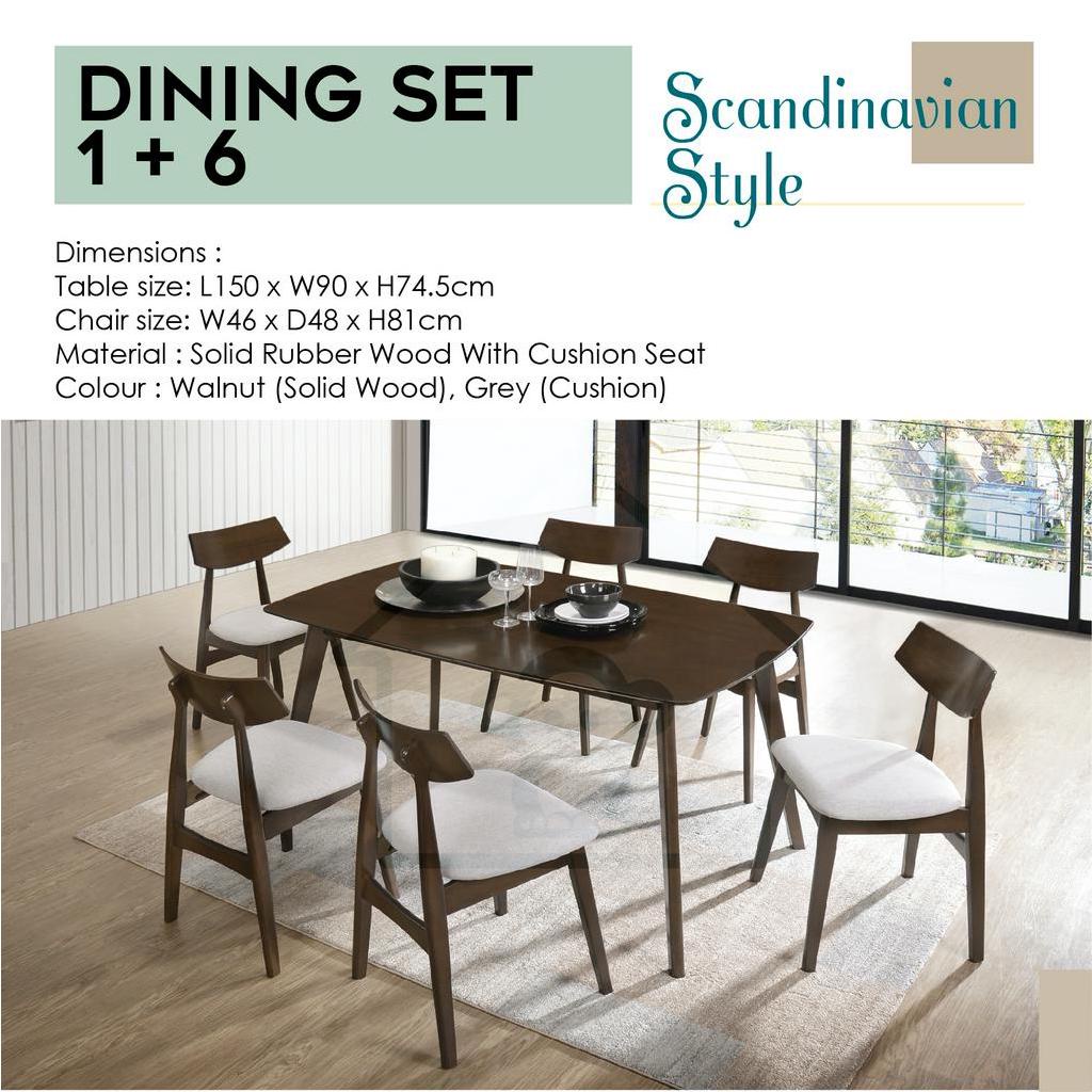 DINING SET 1 + 6 SCANDINAVIAN STYLE MODERN/DINING ROOM SET/SOLID WOOD ...