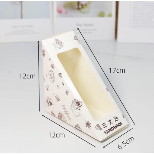 5pcs SWB001 Triangle Paper Sandwich Box with Window and Printing Bread ...