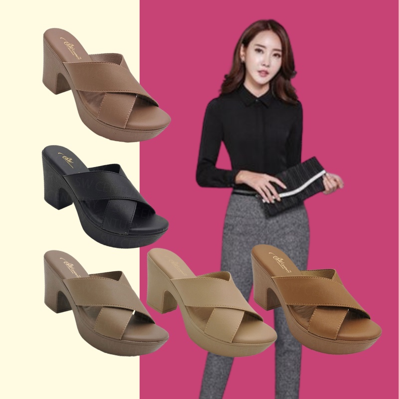 Aswin Women Fashion Cross Style Heels Wedges / Kasut Wanita Wedges 55 ...