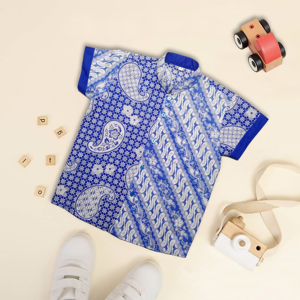 KEMEJA Imut BATIK Children And Dad TRUNTUM SENO Blue - Children BATIK ...