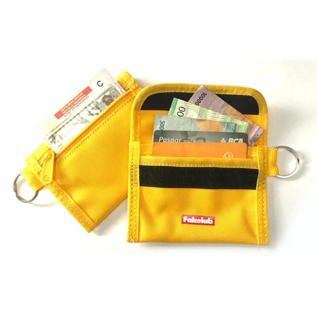 Fakelab Hanging Card Wallet Yellow Velcro and Zipper Hanging Neck Coin ...