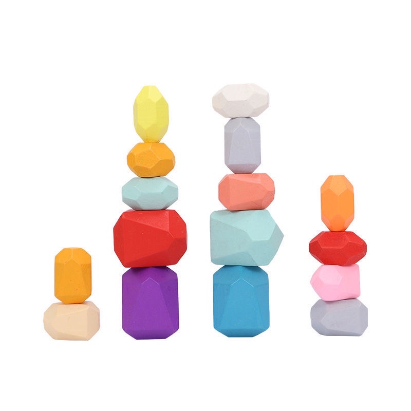 Wooden Rainbow Stones Montessori Stacking | Shopee Malaysia