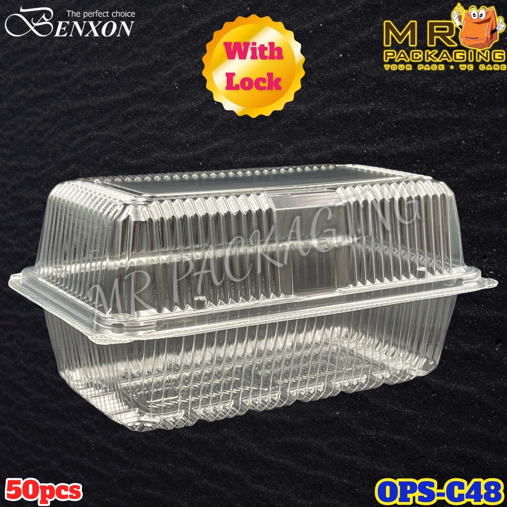 Benxon OPS-C48 Tray with Lock [ 50pcs± ] Disposable Clear Food OPS ...