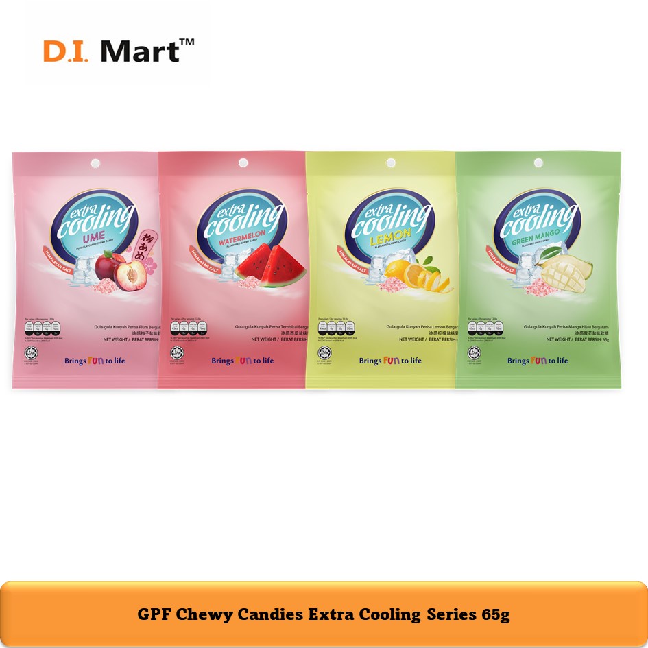 GPF Chewy Candies Extra Cooling Series 65g - Plum/ Watermelon / Lemon ...