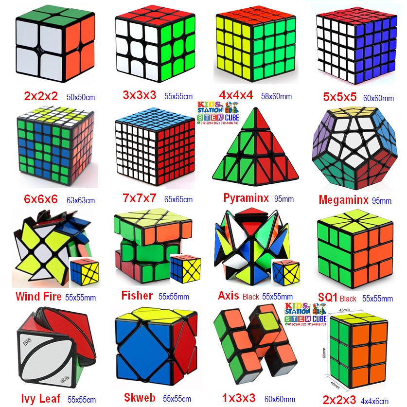 [MKT Stok di KL] 2x2, 3x3, 4x4, 5x5, Pyraminx, 1x3x3, Windmill, Fisher ...