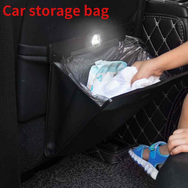 Car Storage Bag Universal Multifunction Leather Magnetic with LED Light ...