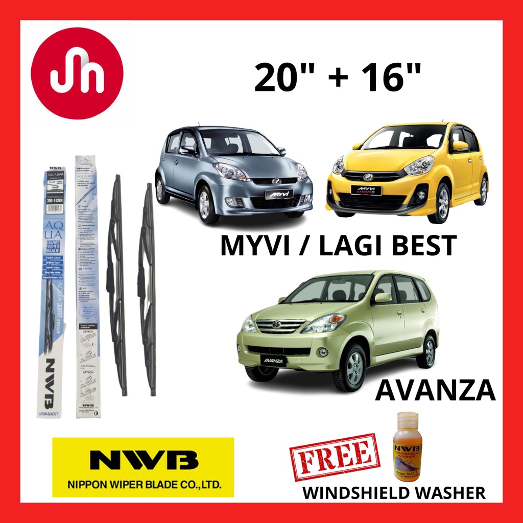 NWB JAPAN AQUA WIPER BLADE for PERODUA MYVI / LAGI BEST / AVANZA (20"+16") | Shopee Malaysia