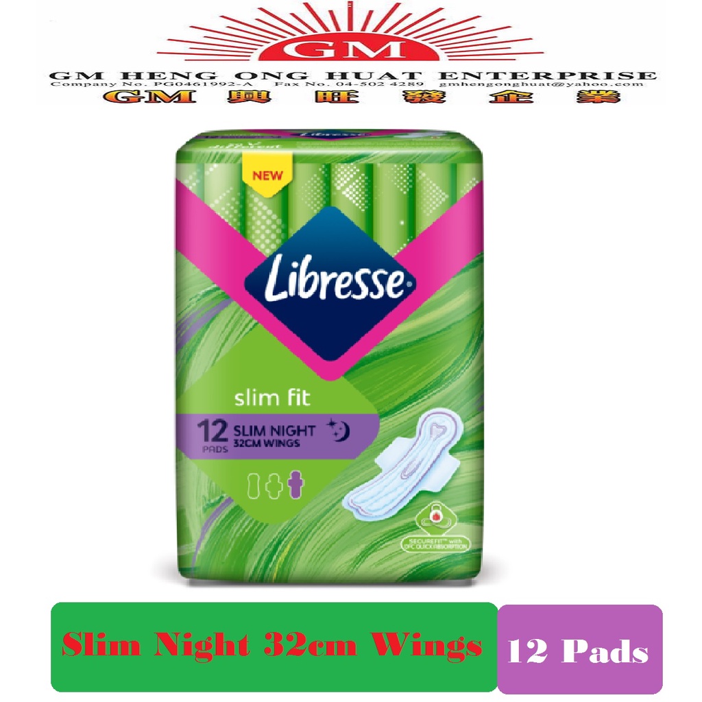Libresse Slim Night 32cm Wings : 12 Pads / Slim Night 32cm Wings 32cm x ...