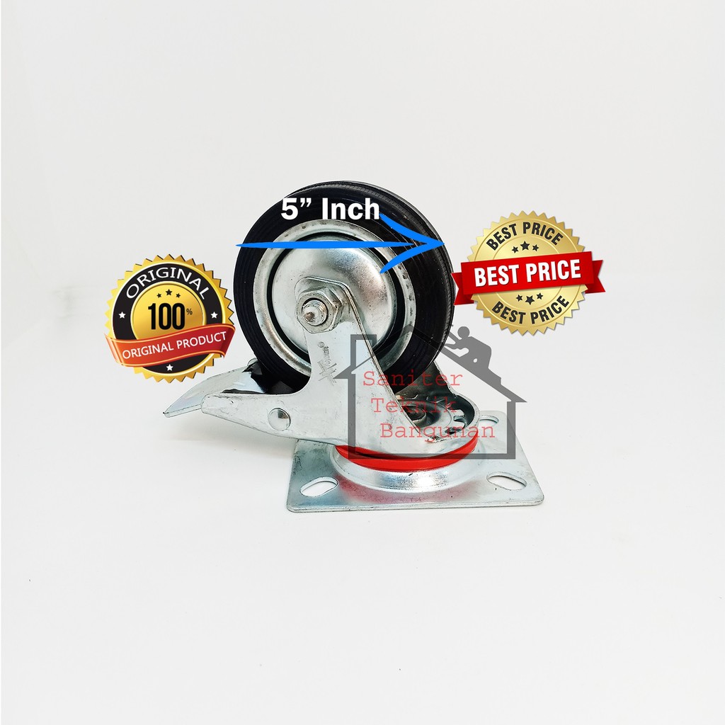 5" INCH BRAKE RUBBER TROLLEY WHEELS LIVE-TROLY TROLLEY SHOP WHEELS ...