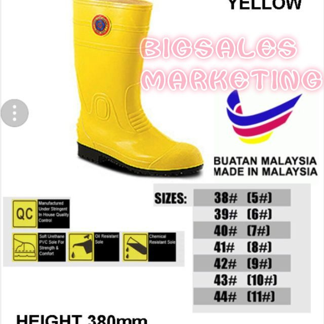 KORAKOH/GOCO BRAND Yellow Safety Rubber Boot / Kasut Boot Getah KUNING ...