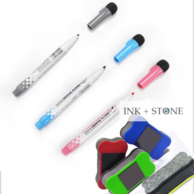 4pc Magnetic Dry Erase White Board Marker with Eraser Head / White ...