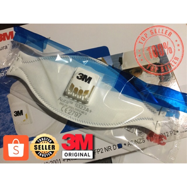 3M AURA PARTICULATE RESPIRATOR 9322 FACE MASK DUST FUME RESPIRATOR ...