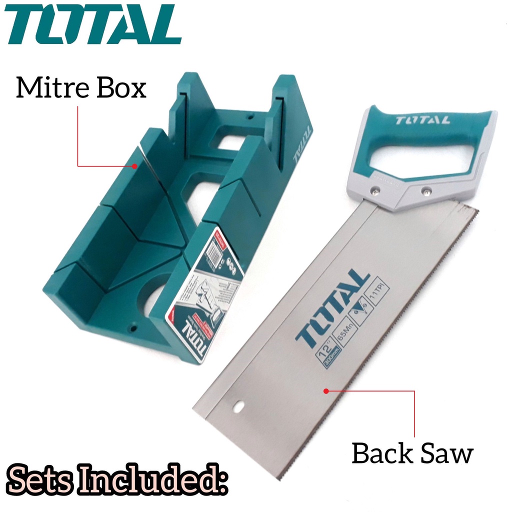 TOTAL MITRE BOX AND BACK SAW SET 300MM (12") FOR SAWING | Shopee Malaysia