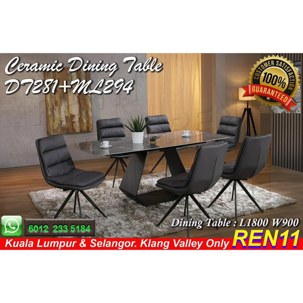 6 Seaters - Ceramic Dining Table with Metal Leg - Dining Table Only ...