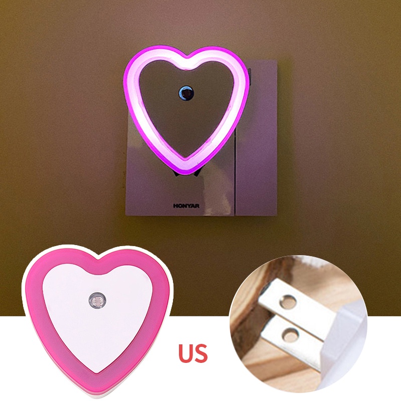 LED Night Light Heart Shape Bedside Lamp Lampu tidur Indoor Bedroom ...