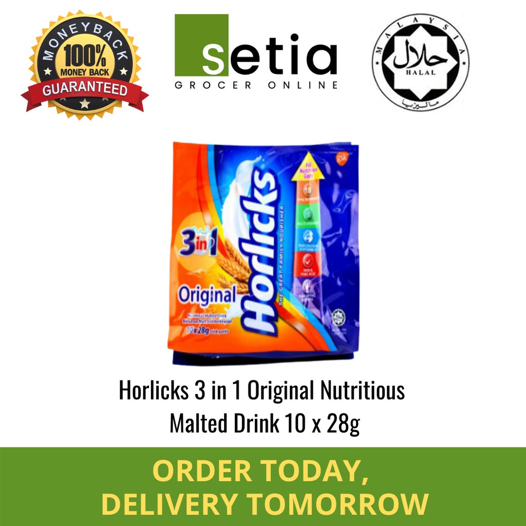 Horlicks 3 in 1 Original Nutritious Malted Drink 10 x 28g | Shopee Malaysia