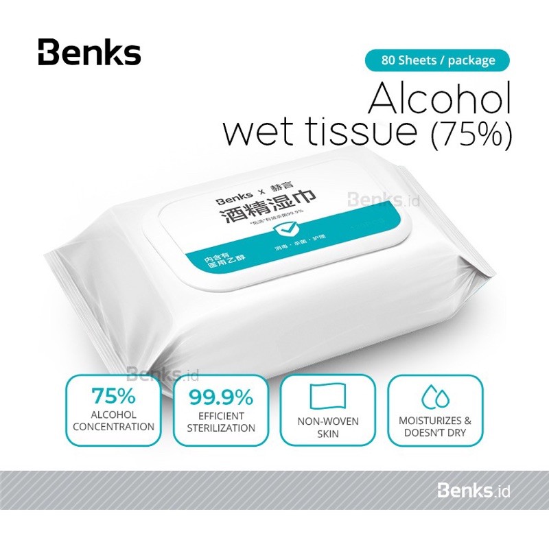 Benks Alcohol wet tissue extraction (80 sheets/package) | Shopee Malaysia