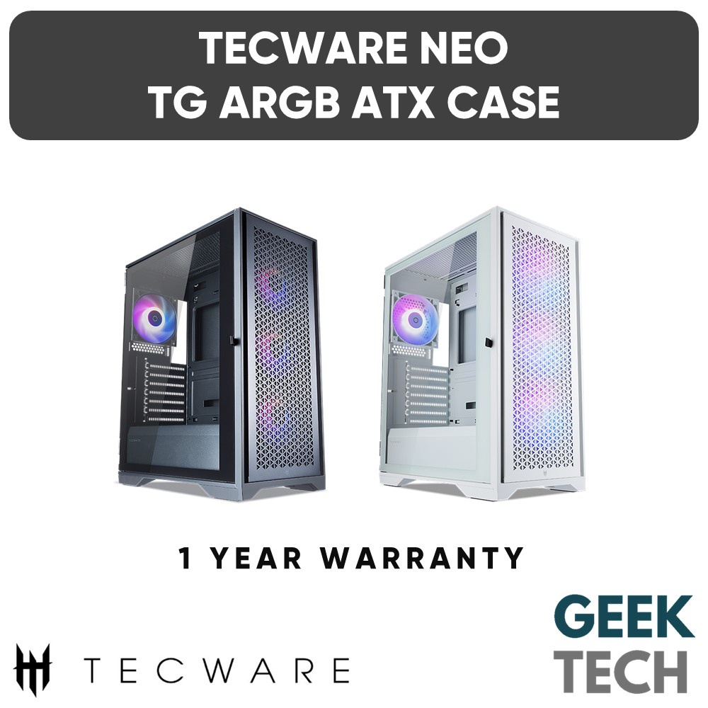 TECWARE Neo High Airflow Tempered Glass ARGB ATX Case - Pre-installed ...