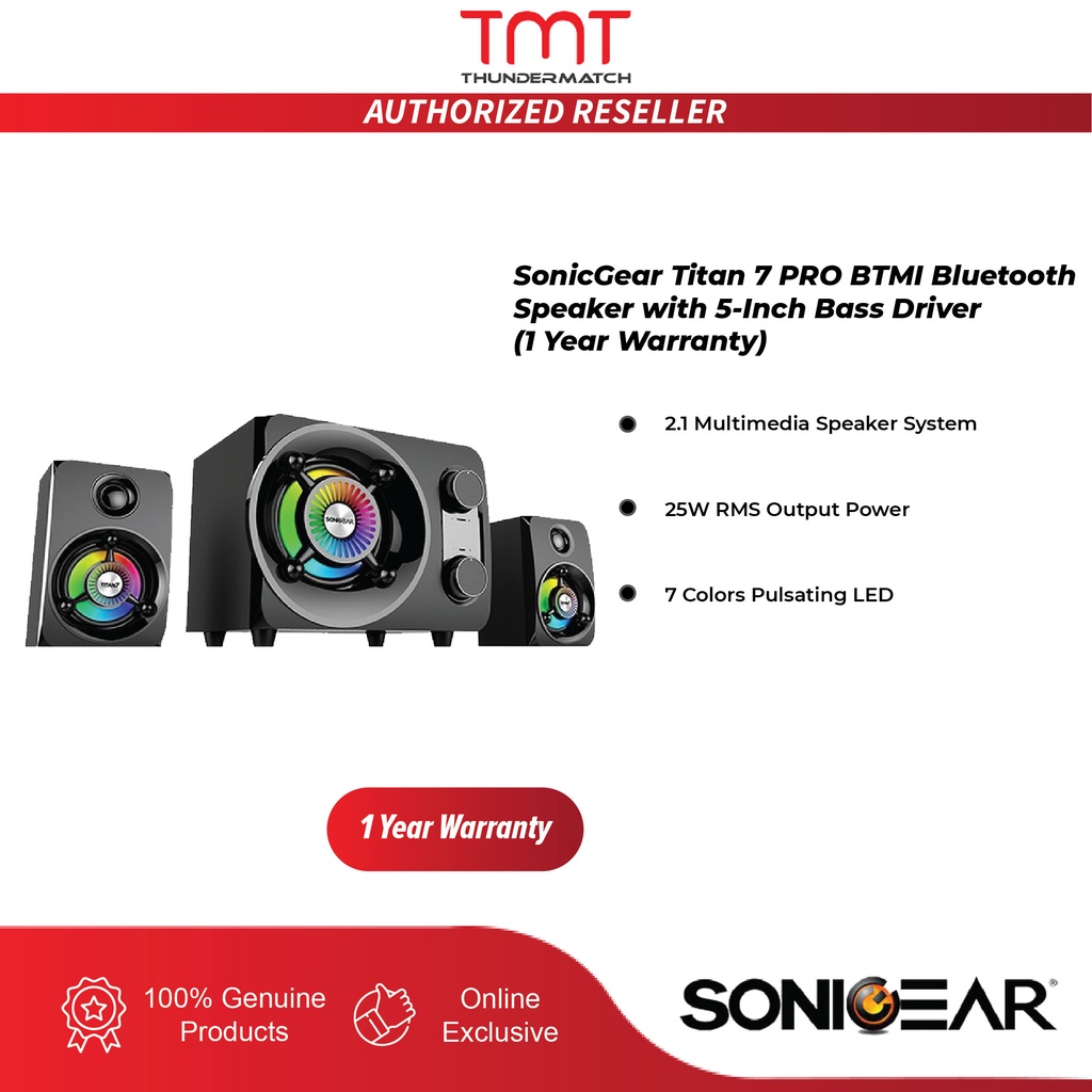 SonicGear Titan 7 PRO / Titan 3 BTMI Bluetooth Speaker with 5-Inch Bass ...