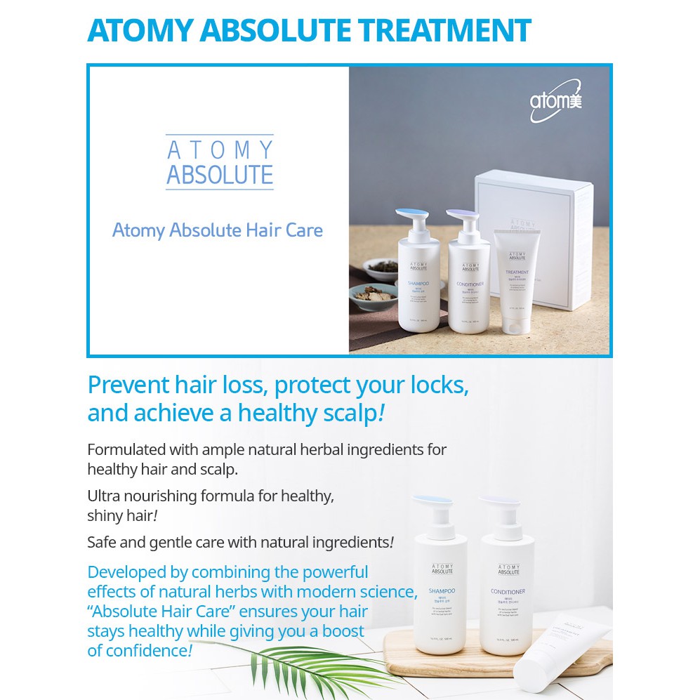atomy Absolute Shampoo & Conditioner & Treatment Anti Hair Loss ...