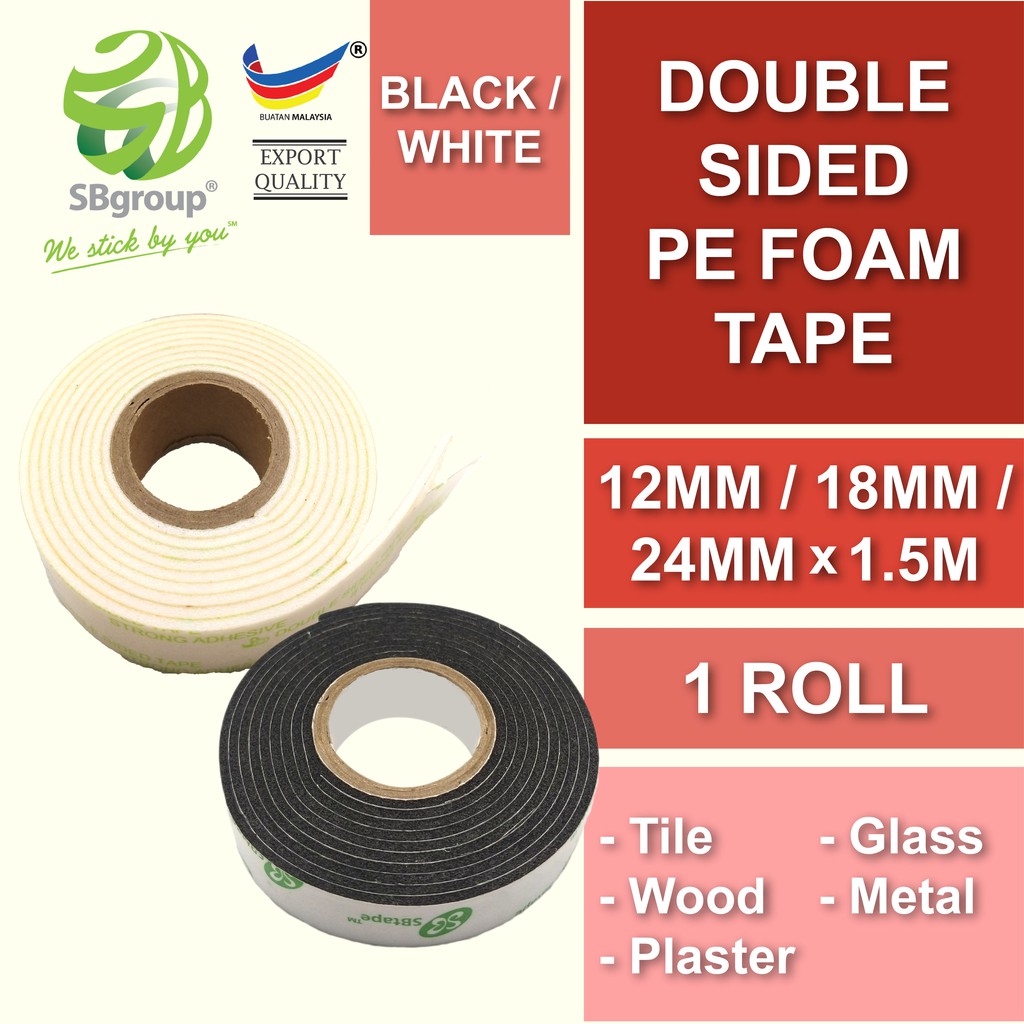 Sweettape Original Double Sided PE Foam Tape 12mm / 18mm / 24mm x 1.5m ...